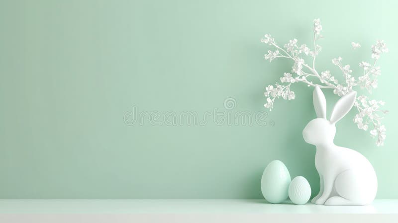 Simple Easter Background, White Surface, Single Bunny Silhouette ...