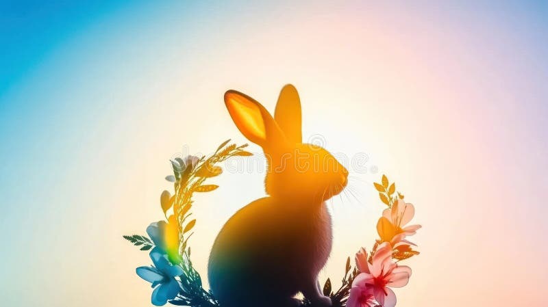 Simple Easter Background, White Surface, Single Bunny Silhouette ...