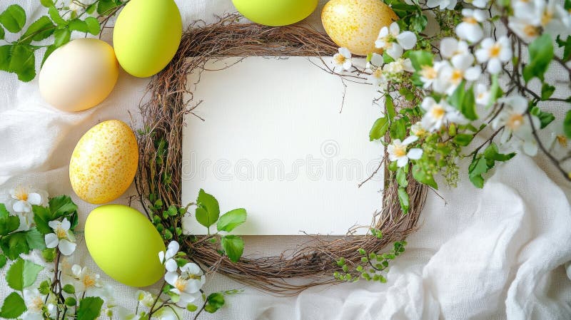 Easter Flat Lay, a Simple Easter Flat Lay with Ivory Paper, Green Vines ...