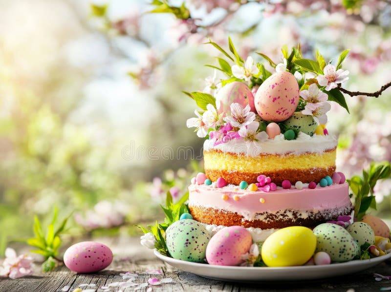A Simple Easter Gathering with Cakes, Eggs, and Blossoms of Spring ...
