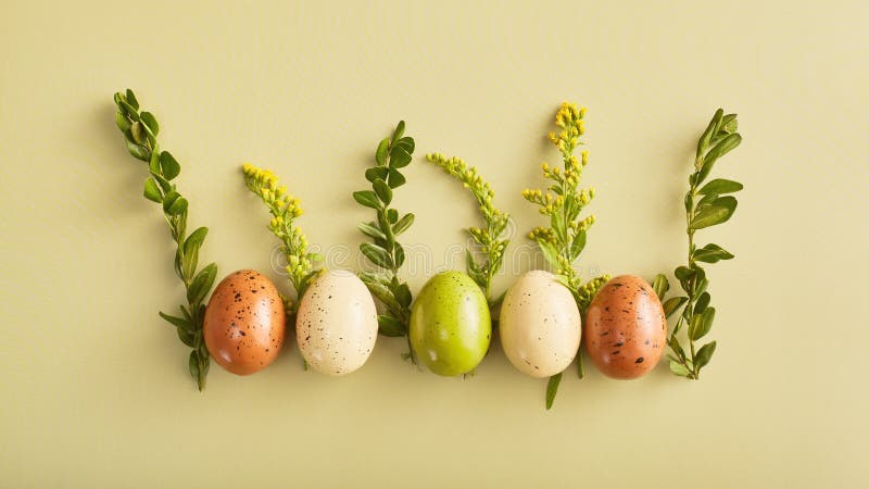 Simple Easter Panoramic Banner. Minimalistic Flower and Eggs ...