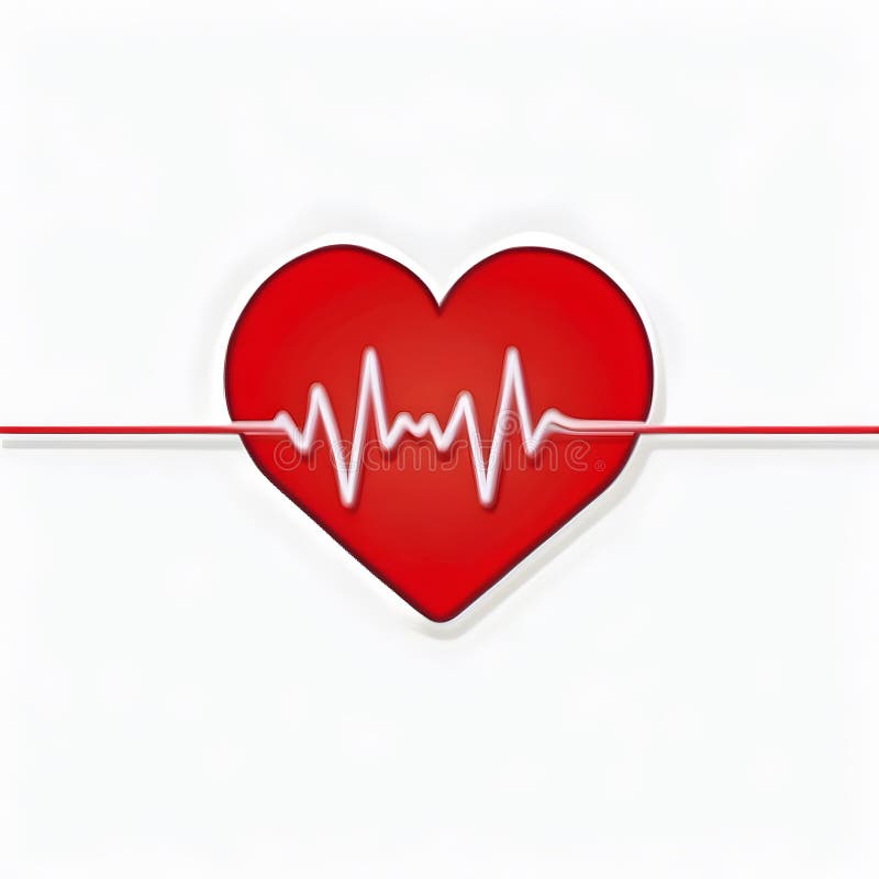 A Simple ECG Wave with a Heart Symbol Stock Illustration - Illustration ...