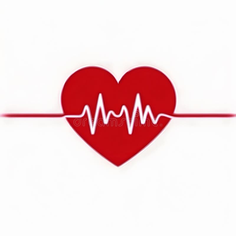 A Simple ECG Wave with a Heart Symbol Stock Illustration - Illustration ...