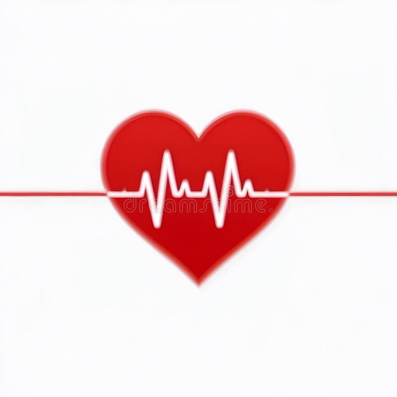A Heart Symbol with a Simple ECG Wave Stock Illustration - Illustration ...