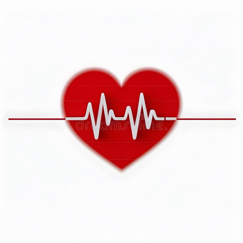 A Simple ECG Wave with a Heart Symbol Stock Illustration - Illustration ...