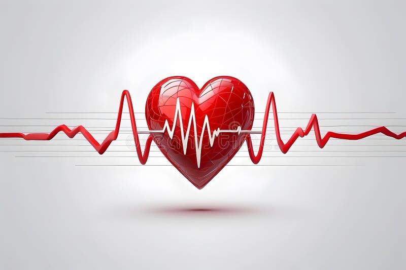 A Simple ECG Wave with a Heart Symbol Stock Illustration - Illustration ...