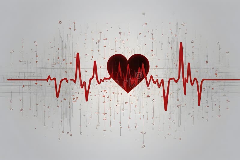 A Simple ECG Wave with a Heart Stock Illustration - Illustration of ...
