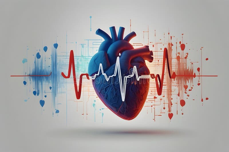 A Simple ECG Wave with a Heart Stock Illustration - Illustration of ...
