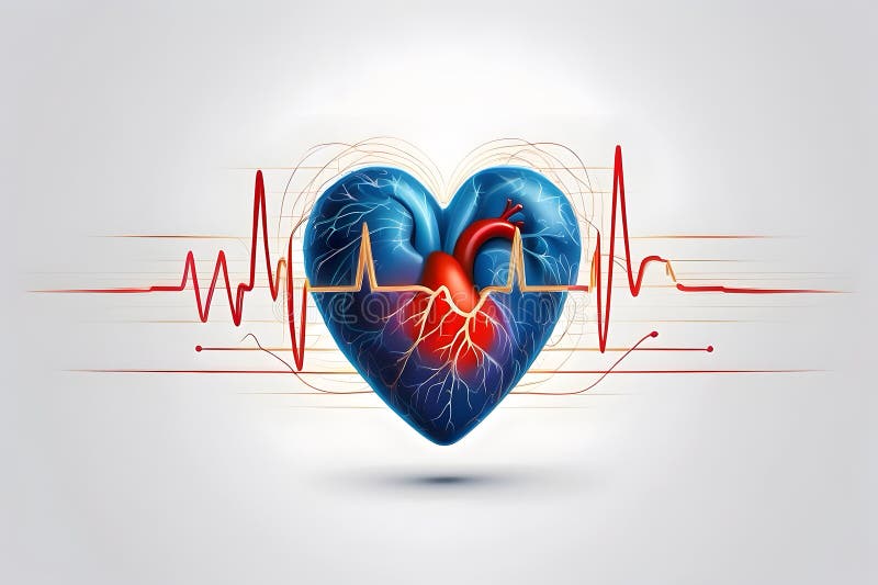 A Simple ECG Wave with a Heart Stock Illustration - Illustration of ...