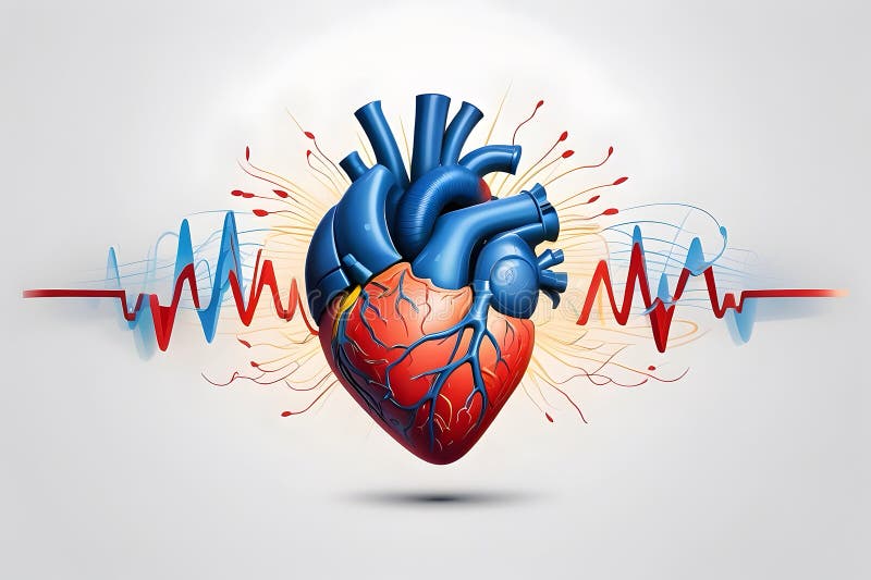 A Heart Symbol with a Simple ECG Wave Stock Illustration - Illustration ...