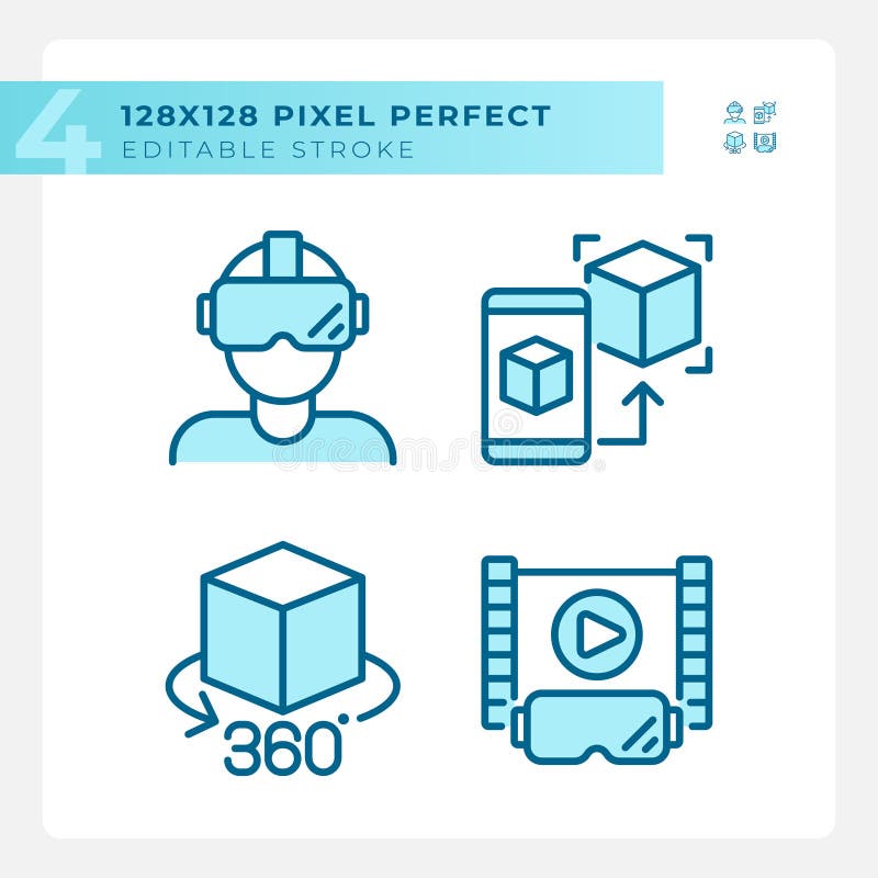 Simple Editable Blue VR, AR and MR Icons Pack Stock Vector ...