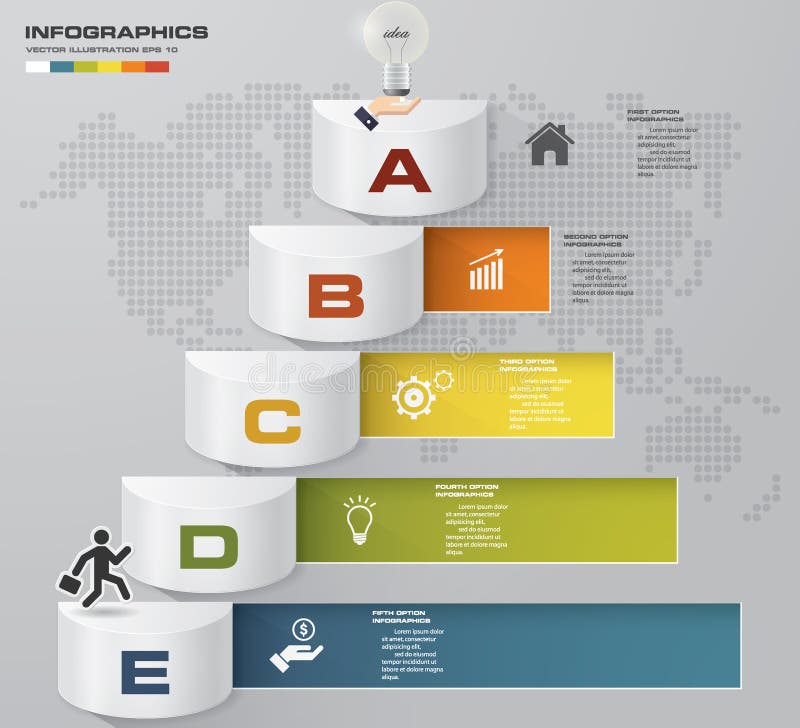 Simple&Editable 5 Steps Chart Diagrams Template/graphic or Website ...
