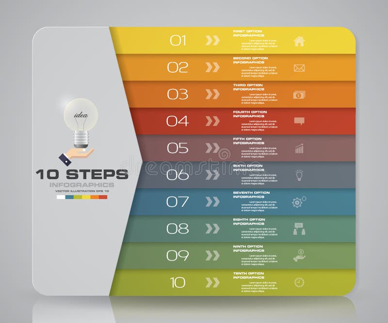Simple&editable 10 Steps Process. Infographics Element for Presentation ...