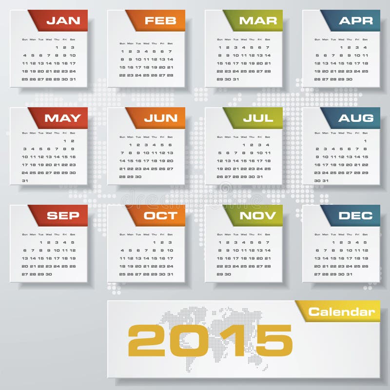 Simple Editable Vector Calendar 2015 Stock Vector - Illustration of ...