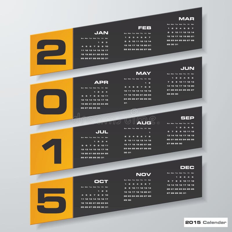 Simple Editable Vector Calendar 2015 Stock Vector - Illustration of ...