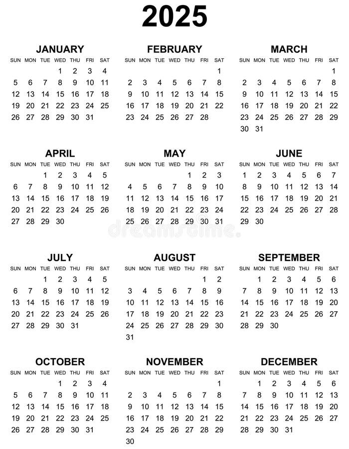 Calendar for Year 2011, 2012, 2013, 2014, 2015 Stock Illustration ...