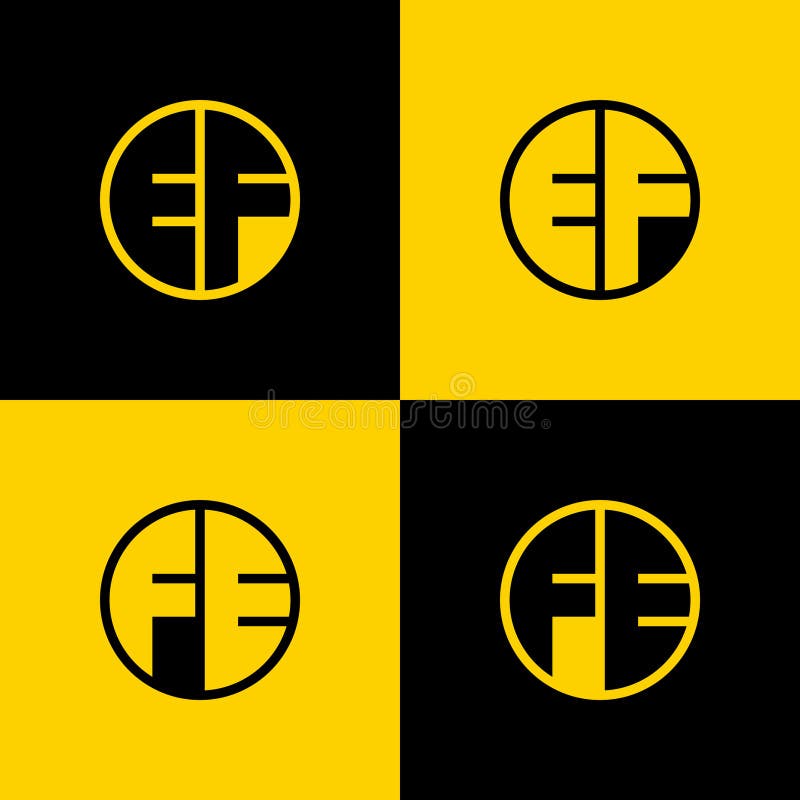 Simple EF and FE Letter Circle Logo Set, Suitable for Business with EF ...