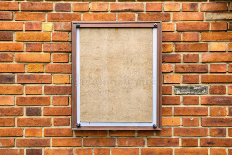 Notice Board on Brick Wall stock illustration. Illustration of decor ...