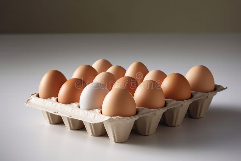A Simple Egg Carton Containing a Few White Eggs, Slightly Tilted To ...