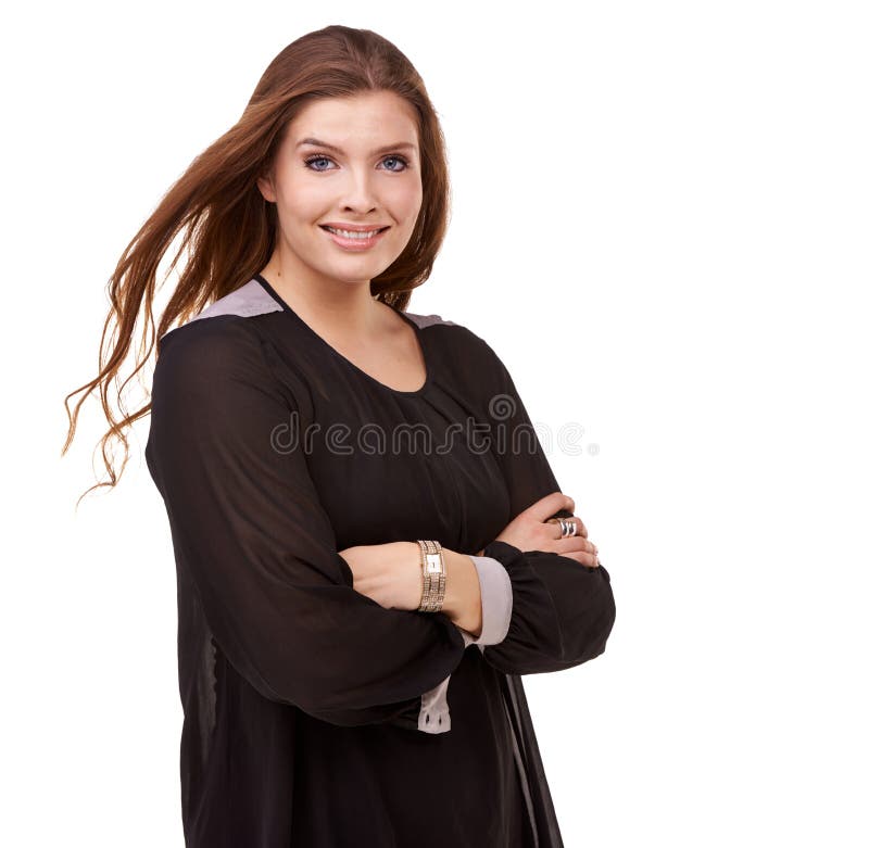 Plus Size Model Standing Isolated on White Stock Photo - Image of ...