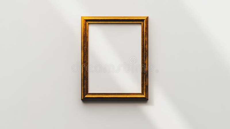 Simple Elegance: Gold Rectangular Frame on White Background Stock ...