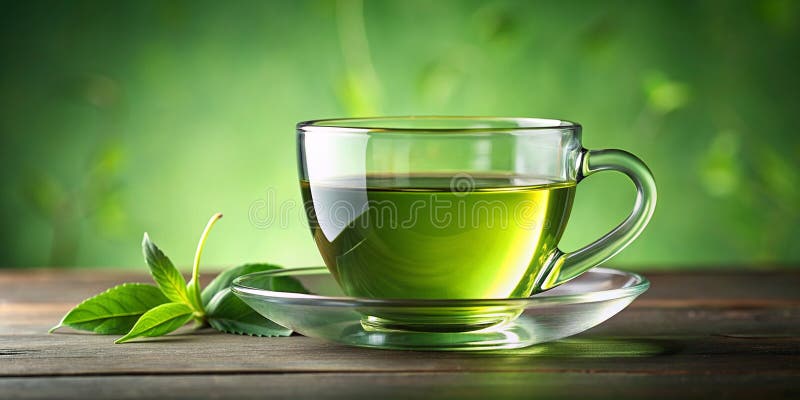 Simple Elegance Green Tea Showcase in a Crystal Clear Cup AI-Generated ...