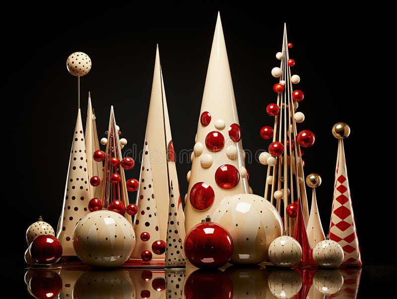 Simple Elegance of Red and White Christmas Decorations Stock ...