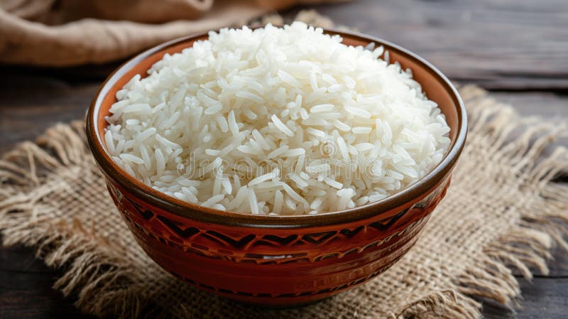 Simple Elegance: White Basmati Rice in Ceramic Bowl Stock Photo - Image ...