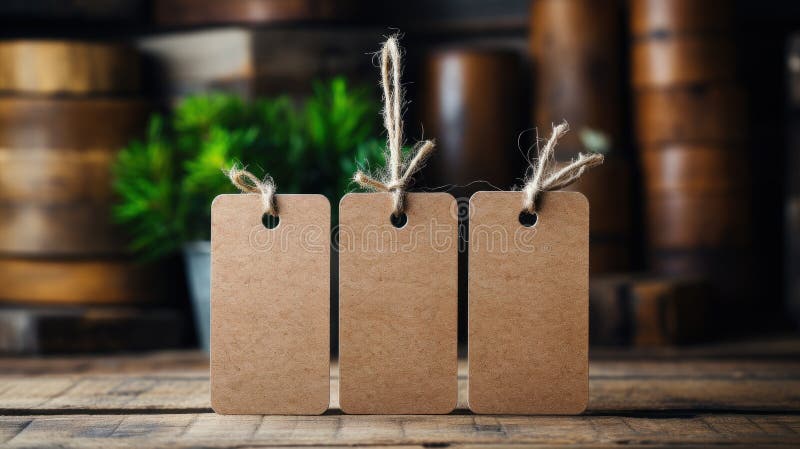 Simple Elegance: White Craft Tag on Rustic Background Stock Image ...