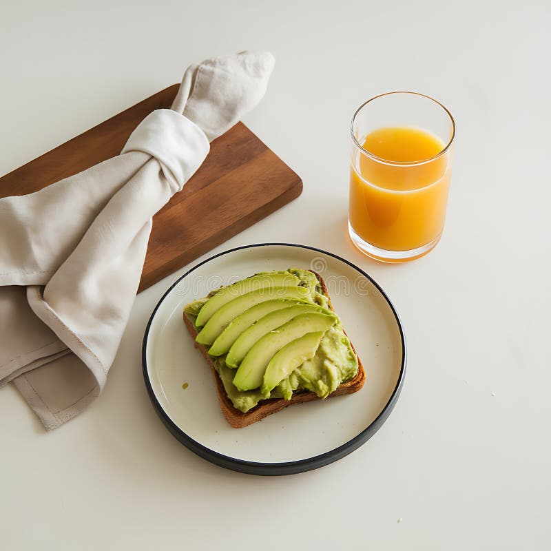 A Simple yet Elegant Avocado Toast Breakfast Setup Stock Illustration ...
