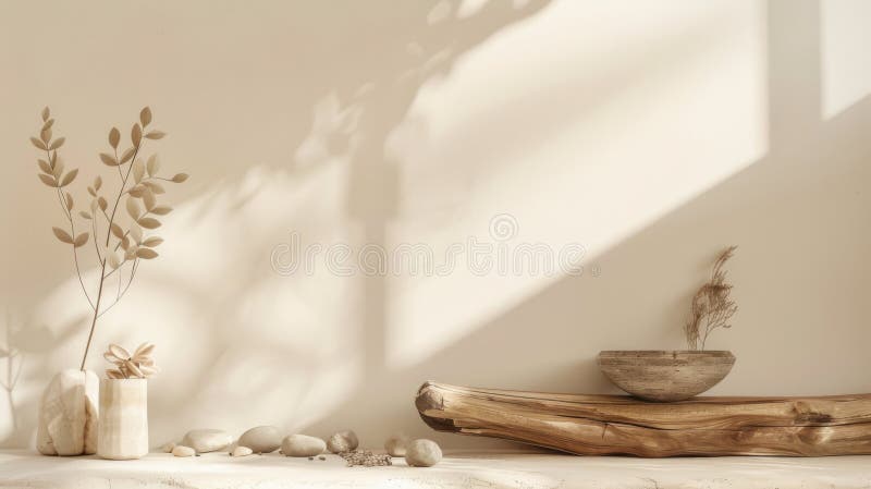 Serenity. Minimalist Beige Backdrop Stock Illustration - Illustration ...