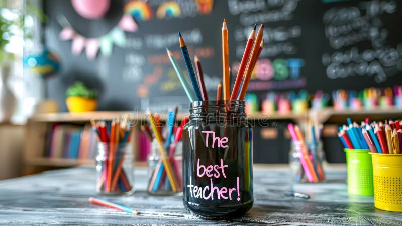 Simple and Elegant the Best Teacher Minimalistic Design on Isolated ...