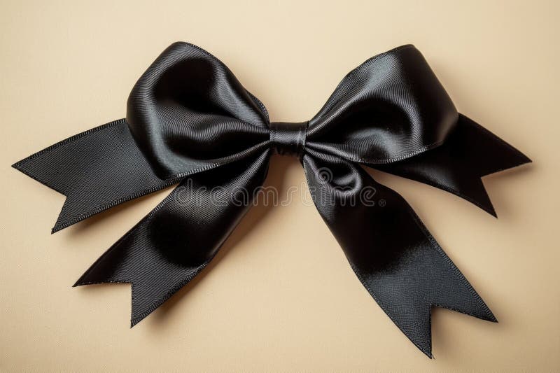 A Simple yet Elegant Black Bow on a Neutral Beige Background Stock ...