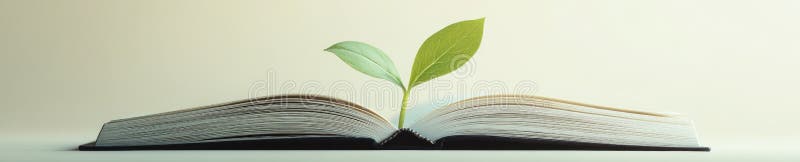 Simple and Elegant Composition of a Sprout Growing from an Open Book ...