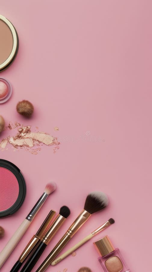 Simple and Elegant Copy Space with Focus on Makeup Essentials. Stock ...