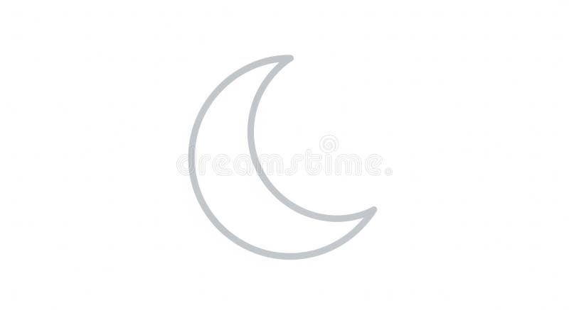 Crescent Moon Outline: Minimalist Celestial Design on White Background ...