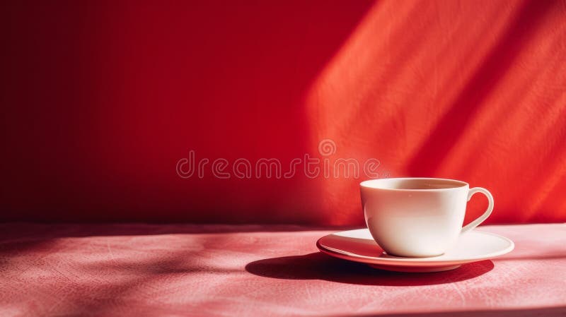 Cup of Tea on a Red Background Stock Photo - Image of contrast ...