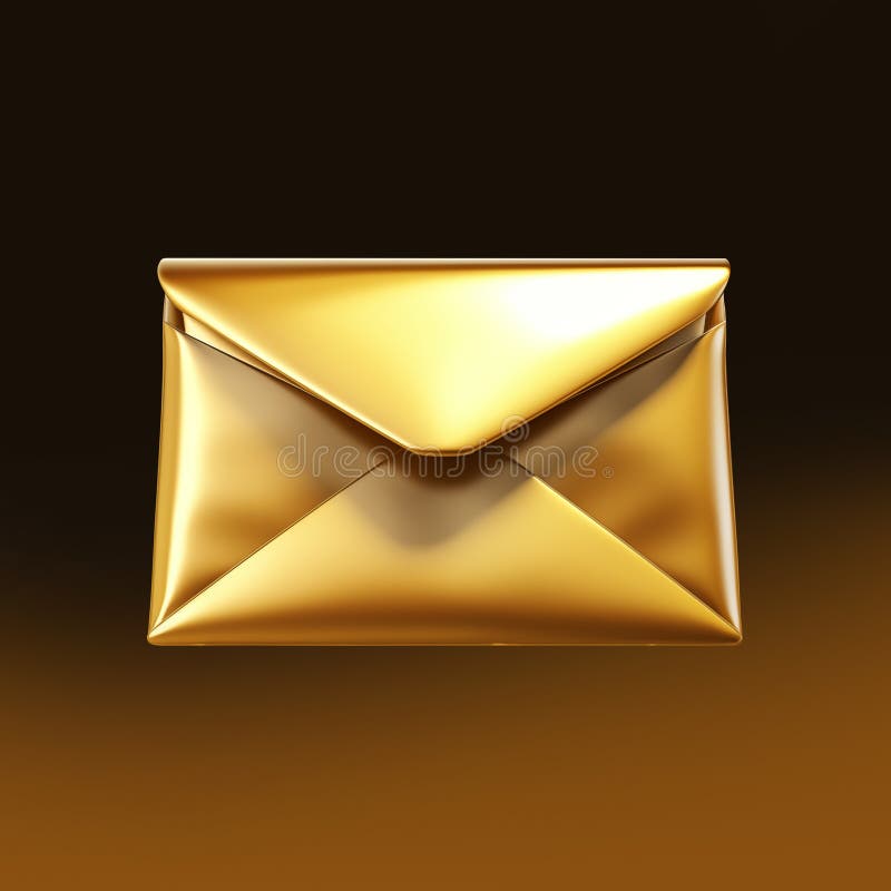 Simple and Elegant 3d Golden Envelope Stock Illustration - Illustration ...