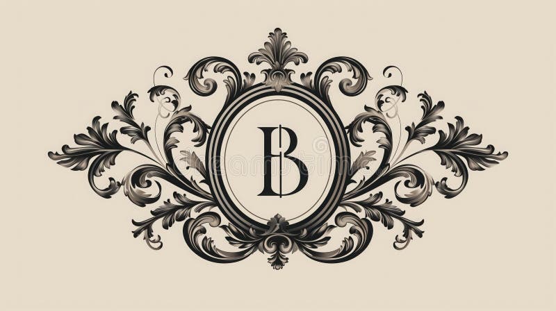 A Simple, Elegant Design Featuring a Floral Frame and the Letter B ...