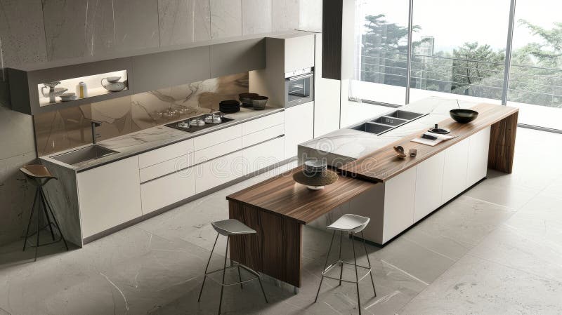 Simple and Elegant Design in Modern Kitchen Stock Illustration ...