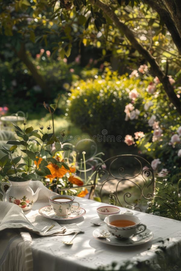 A Simple and Elegant Display of Tea Cups and Saucers on a Table ...