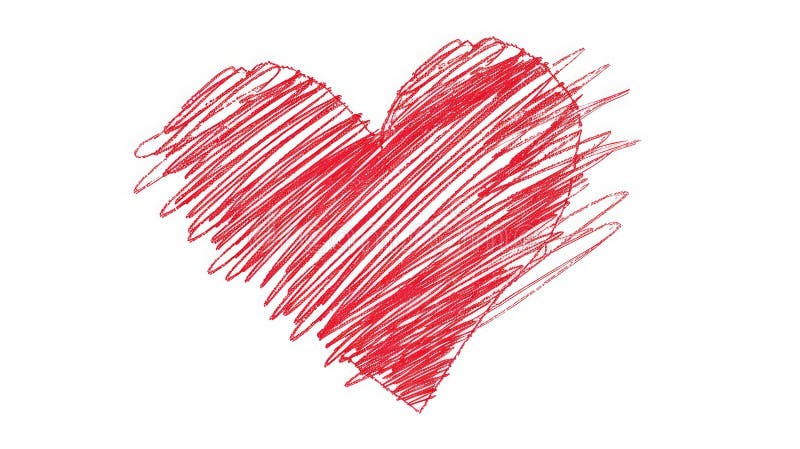 Simple and Elegant Drawing of Red Heart on White Background. Perfect ...