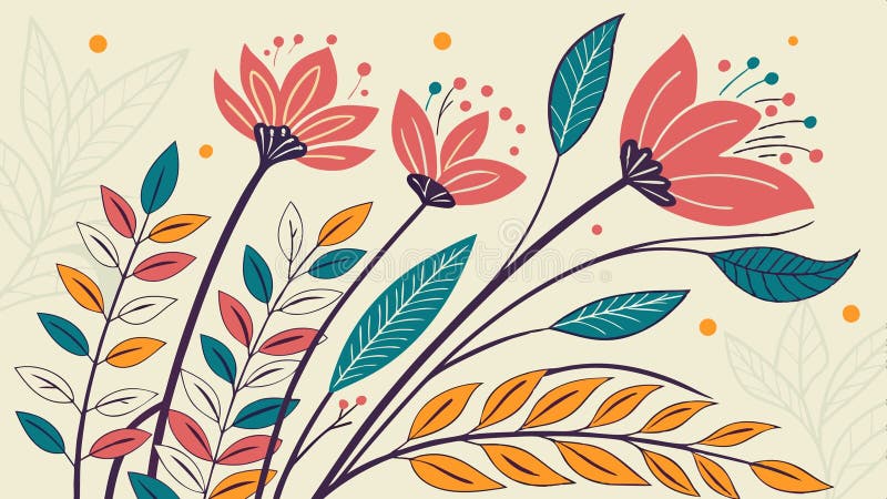 Simple Elegant Floral Pattern with Scattered Branches and Flowers ...