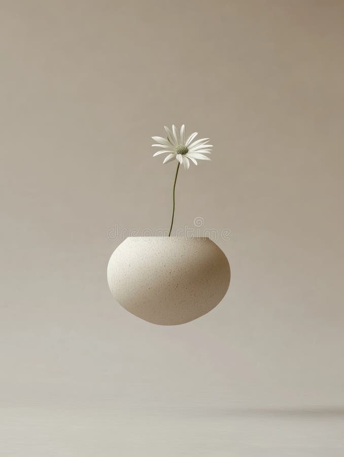 A Simple, Elegant Flower Pot Holds a Single White Flower with a ...
