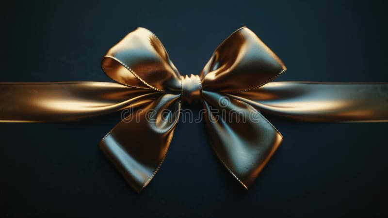 A Simple and Elegant Gold Bow Placed on a Solid Blue Background, Great ...