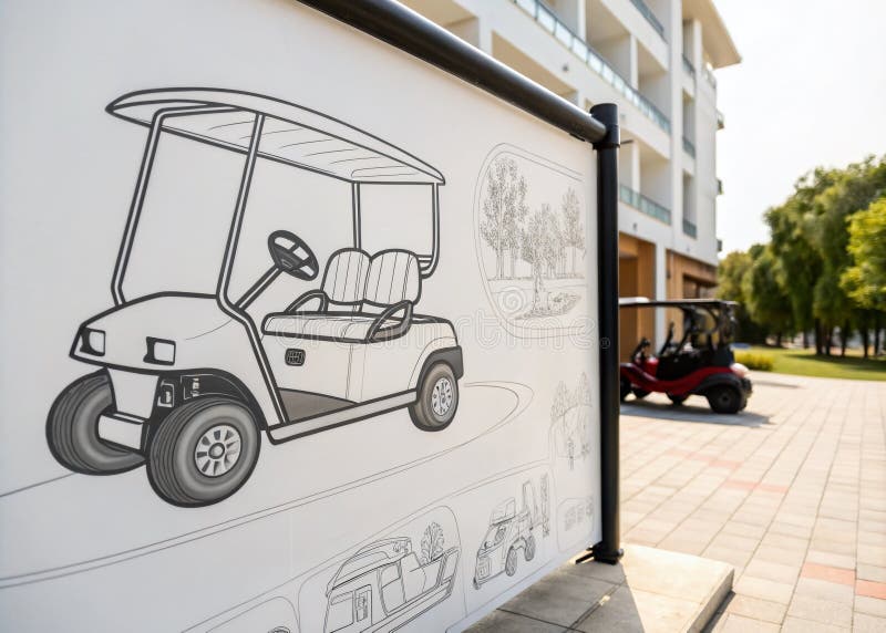 Simple and Elegant Golf Cart Outline Illustration a Versatile Vector ...