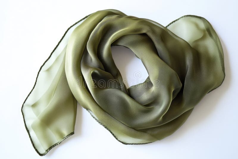 A Simple yet Elegant Green Scarf Placed on a Clean White Surface Stock ...