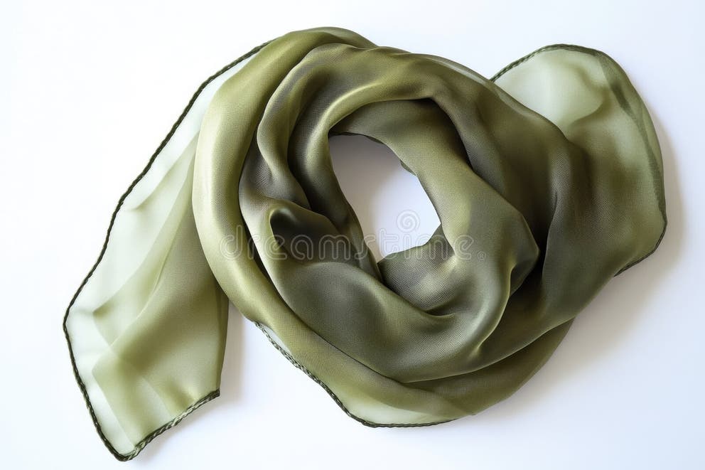 A Simple yet Elegant Green Scarf Placed on a Clean White Surface Stock ...