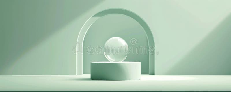 Minimalist Arch with Floating Translucent Sphere in Soft Pastel Color ...