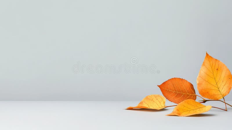 A Simple Elegant Image of Autumn Leaves on a Grey Background ...